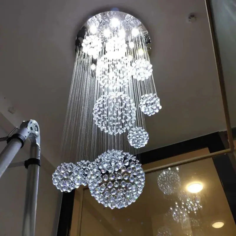 Ball Design Extra Large Crystal Chandelier for High Ceiling – EMFURN