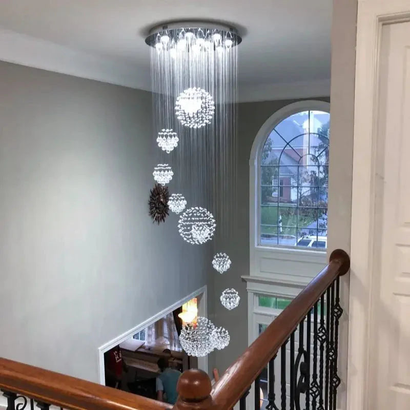 Ball Design Extra Large Crystal Chandelier for High Ceiling – EMFURN