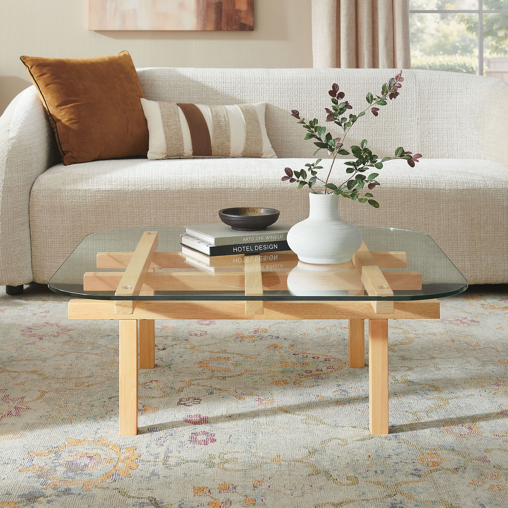 Isby 35 Inch Tempered Glass Coffee Table – EMFURN
