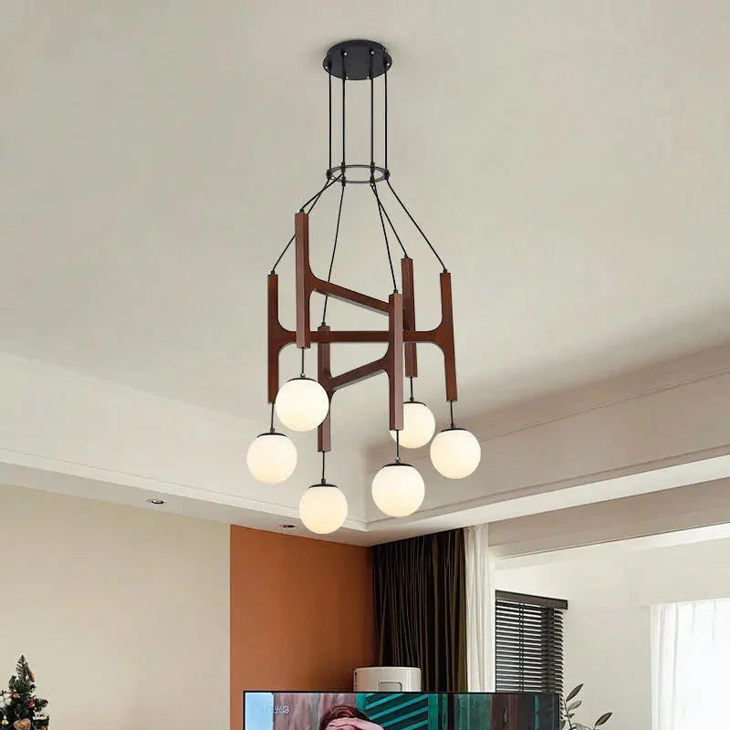 Classic Minimalist Wooden Pendant Chandelier Light – EMFURN