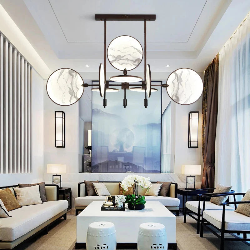 Lesley Modern Art Glass Disc Chandelier – EMFURN