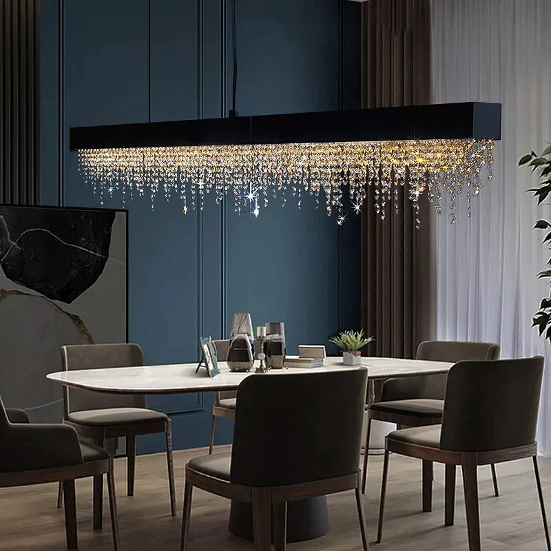 Modern Crystal Rectangular Dining Table Chandelier – EMFURN