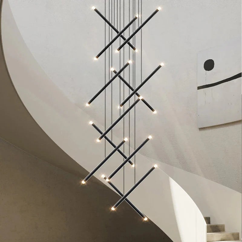 Seus Modern Long Chandelier for High Ceiling & Staircase – EMFURN