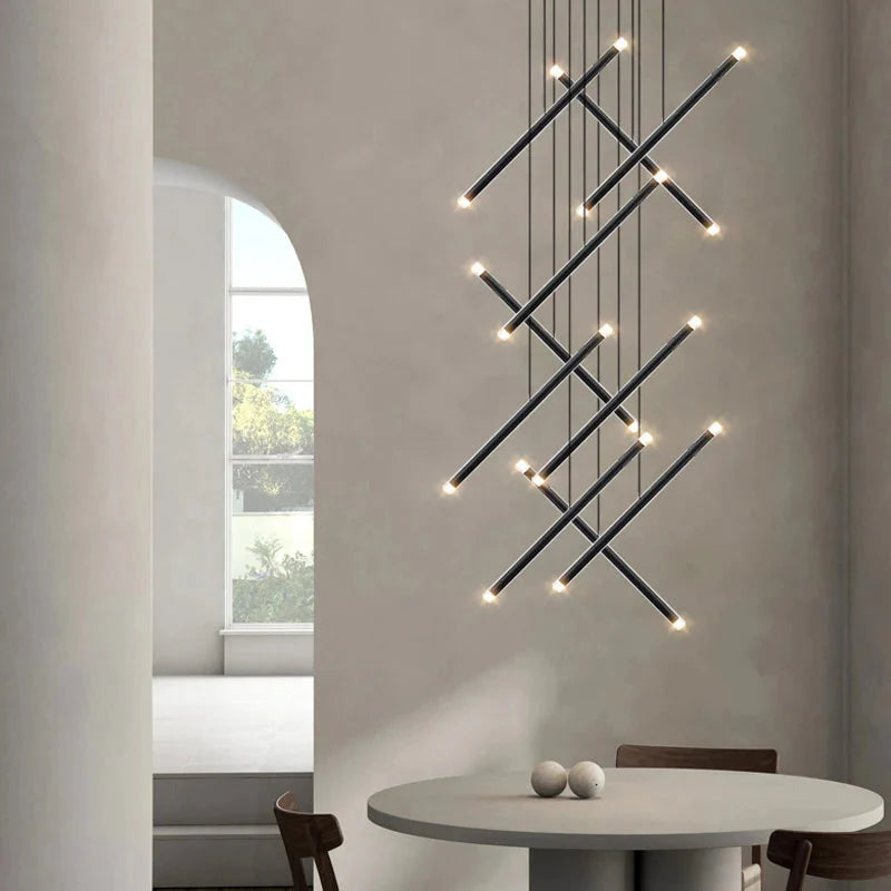 Seus Modern Long Chandelier for High Ceiling & Staircase – EMFURN
