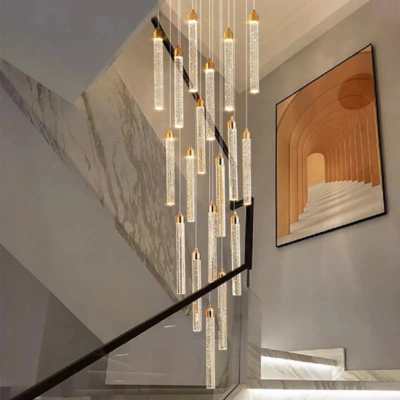 Uly Gold Crystal Chandelier for Staircase & Foyer & High Ceiling – EMFURN