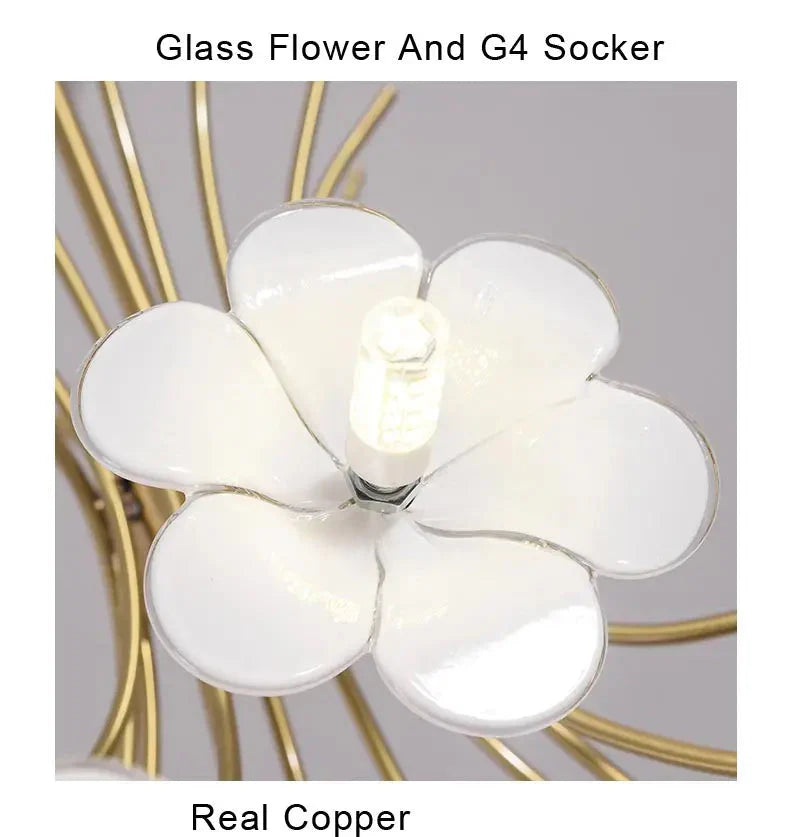 Classic Modern Copper Glass Flower Chandelier – EMFURN