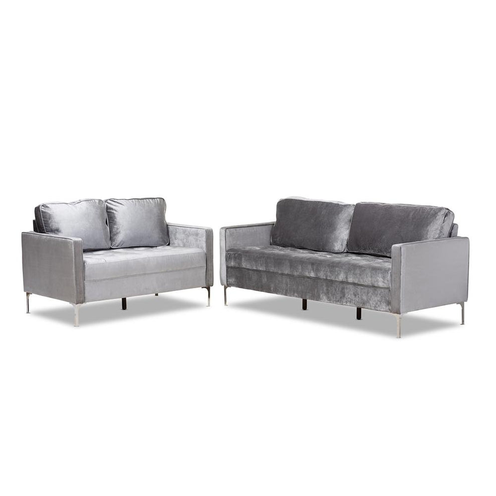 Clark Grey Velvet 2-Piece Living Room Set – EMFURN